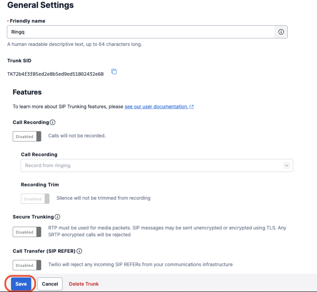 How to Configure Twilio SIP Trunk (Peer Based) with RingQ